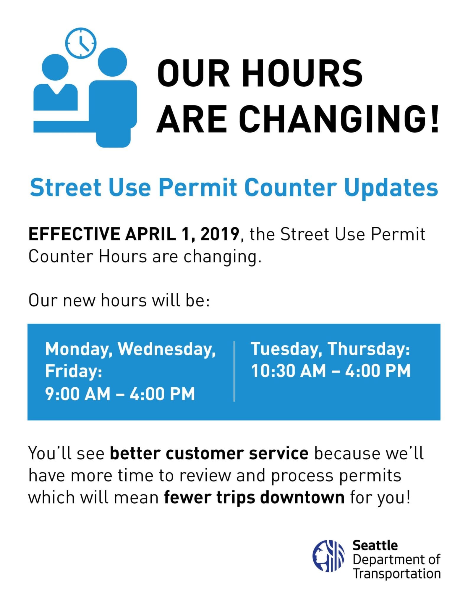 Our Street Use permit counter hours are changing. - SDOT Blog