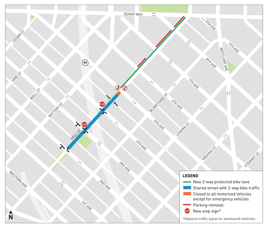 New protected bike lane on Bell St will connect Downtown, Belltown, and ...