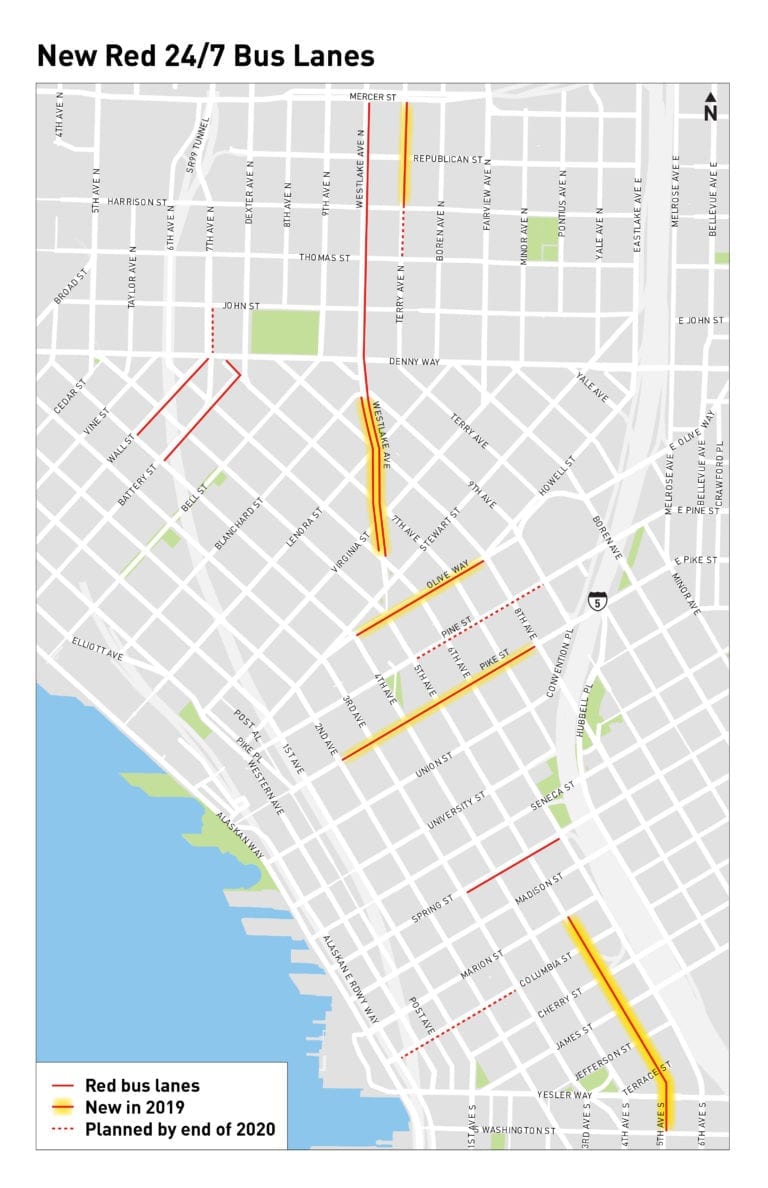 New 24/7 red bus lanes on Olive Way are just the beginning - SDOT Blog